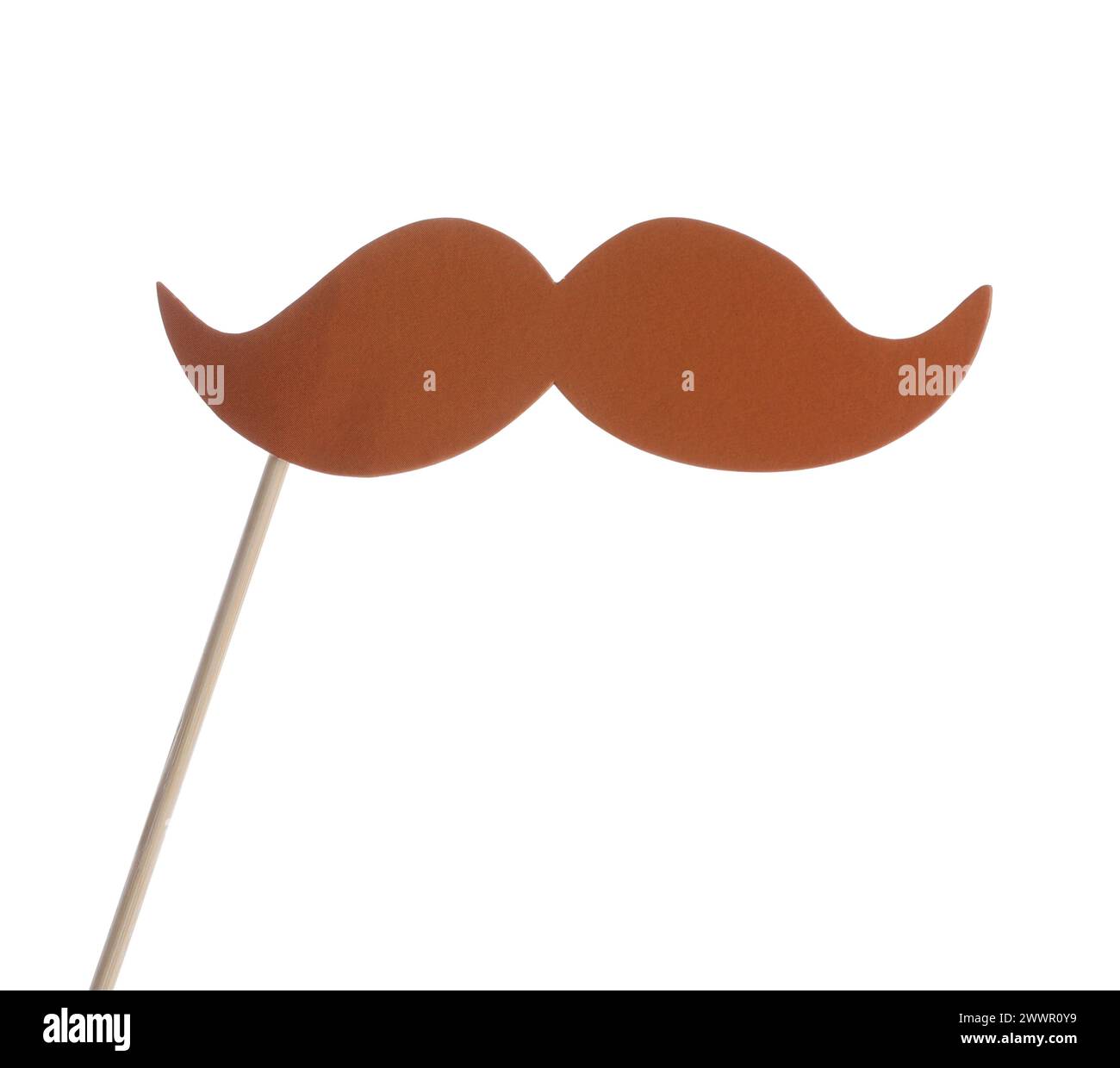 Fake paper mustache on stick against white background Stock Photo - Alamy