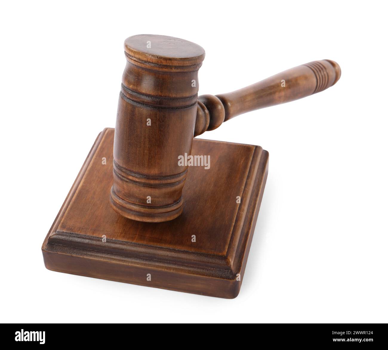 Wooden gavel isolated on white. Small mallet Stock Photo - Alamy