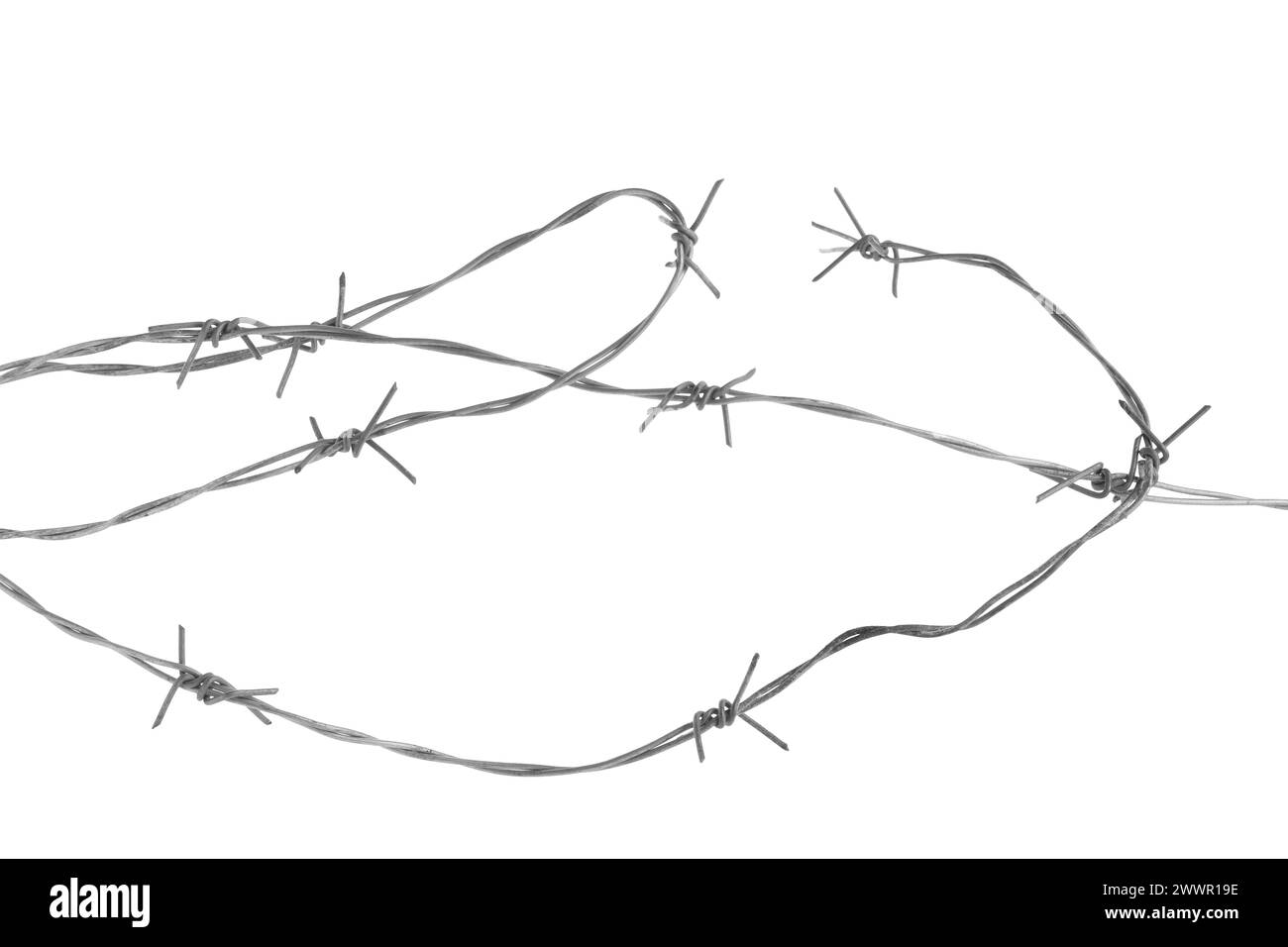 Shiny metal barbed wire isolated on white Stock Photo - Alamy