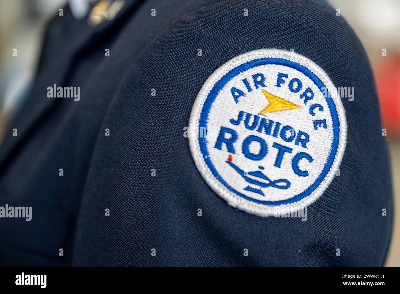 An Air Force Junior ROTC cadet poses for a photo during a drill ...