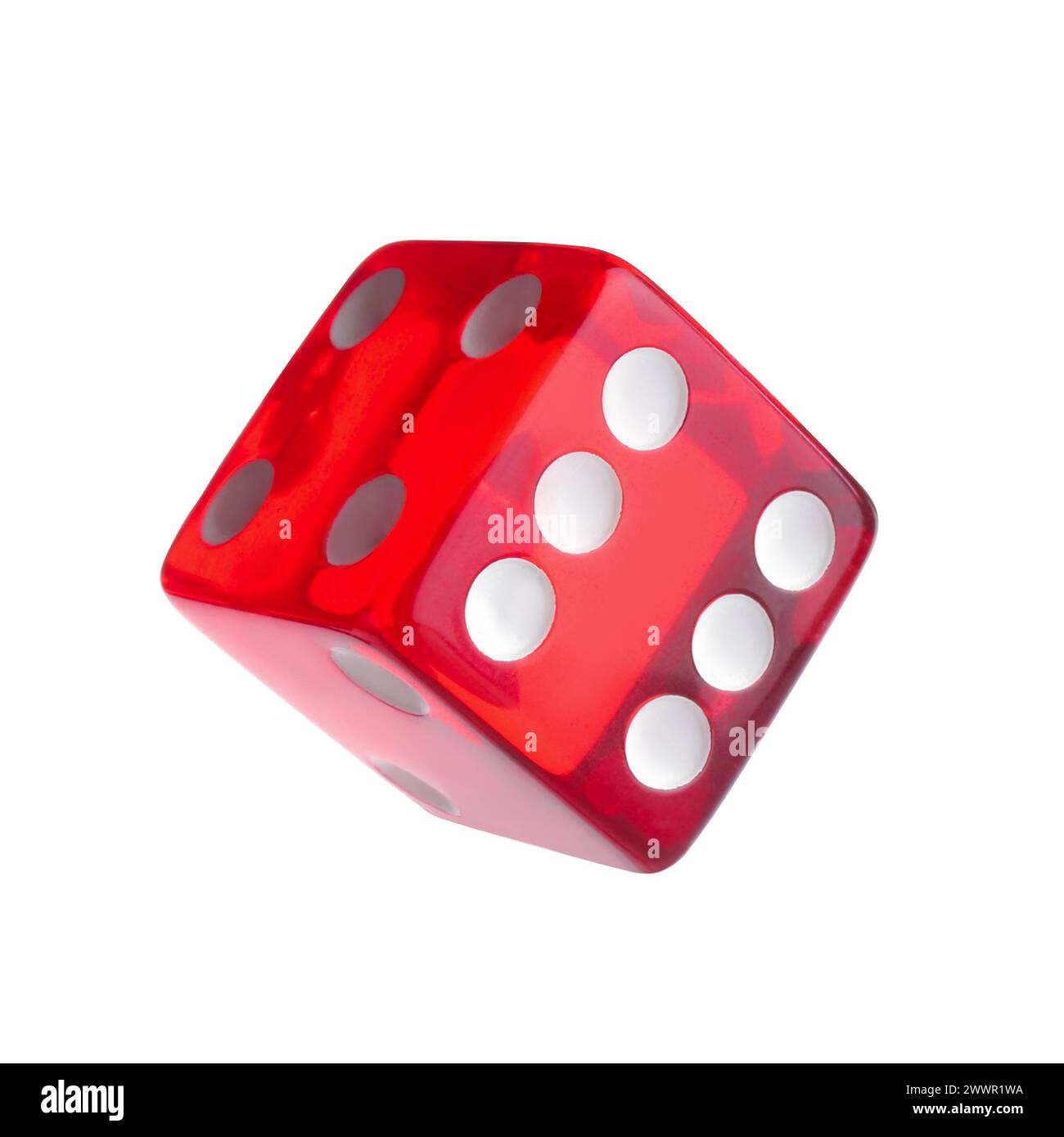 One red game dice isolated on white Stock Photo - Alamy