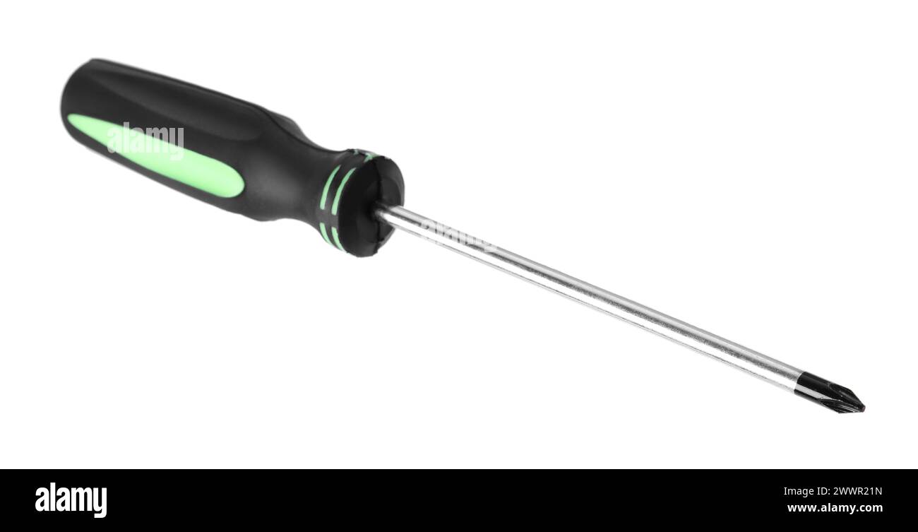 One screwdriver with color handle isolated on white Stock Photo - Alamy