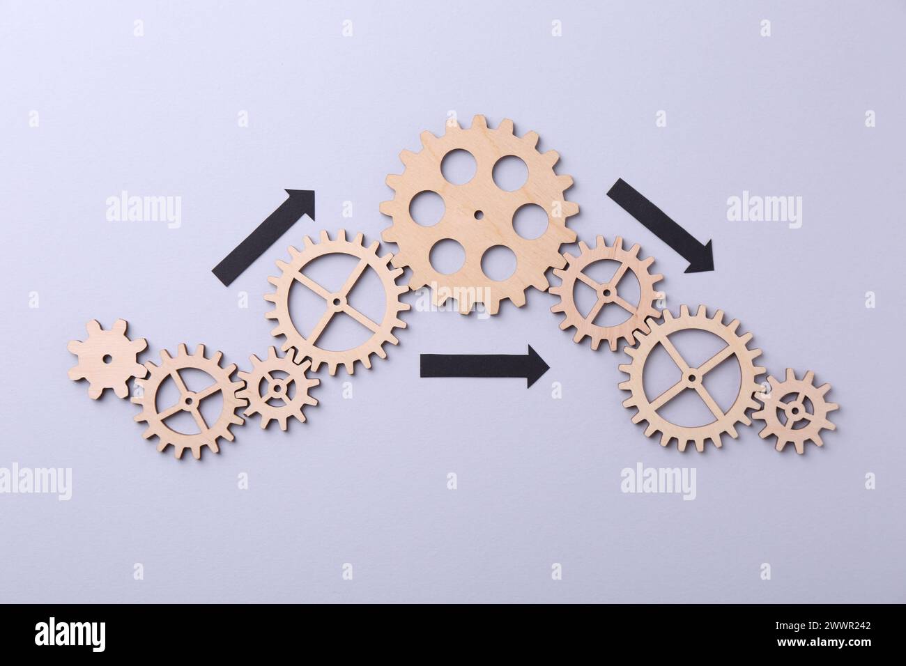 Business process organization and optimization. Scheme with wooden ...