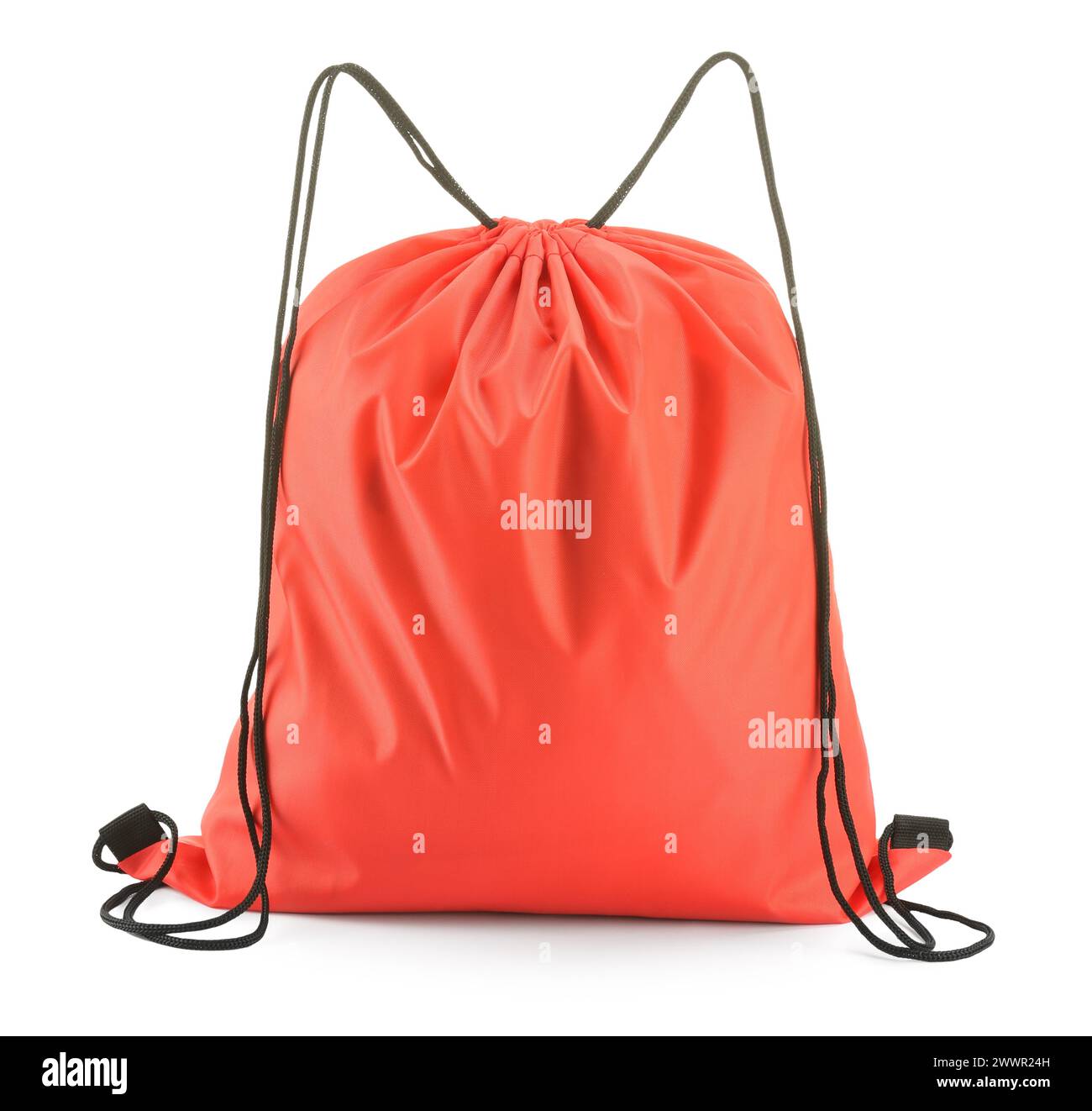 One red drawstring bag isolated on white Stock Photo - Alamy