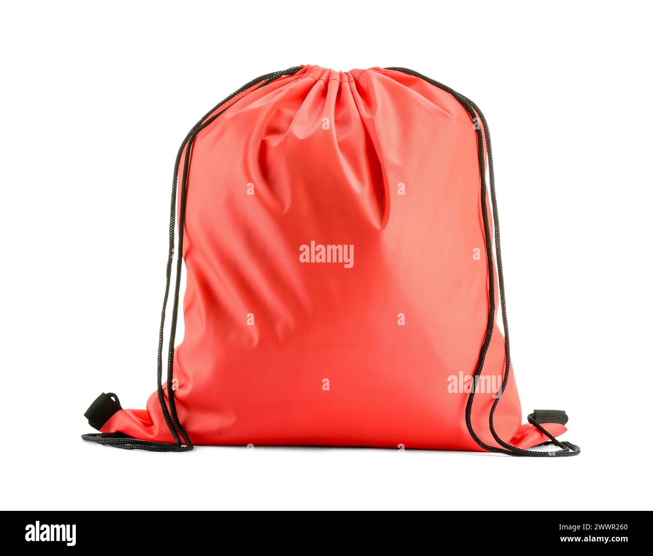One red drawstring bag isolated on white Stock Photo - Alamy