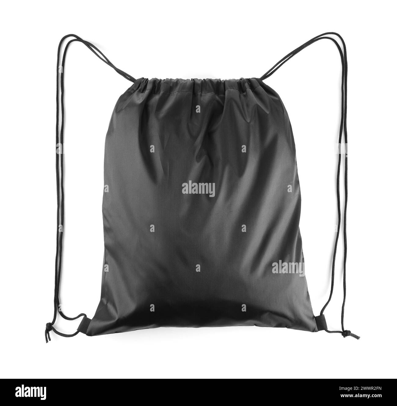 One black drawstring bag isolated on white Stock Photo - Alamy