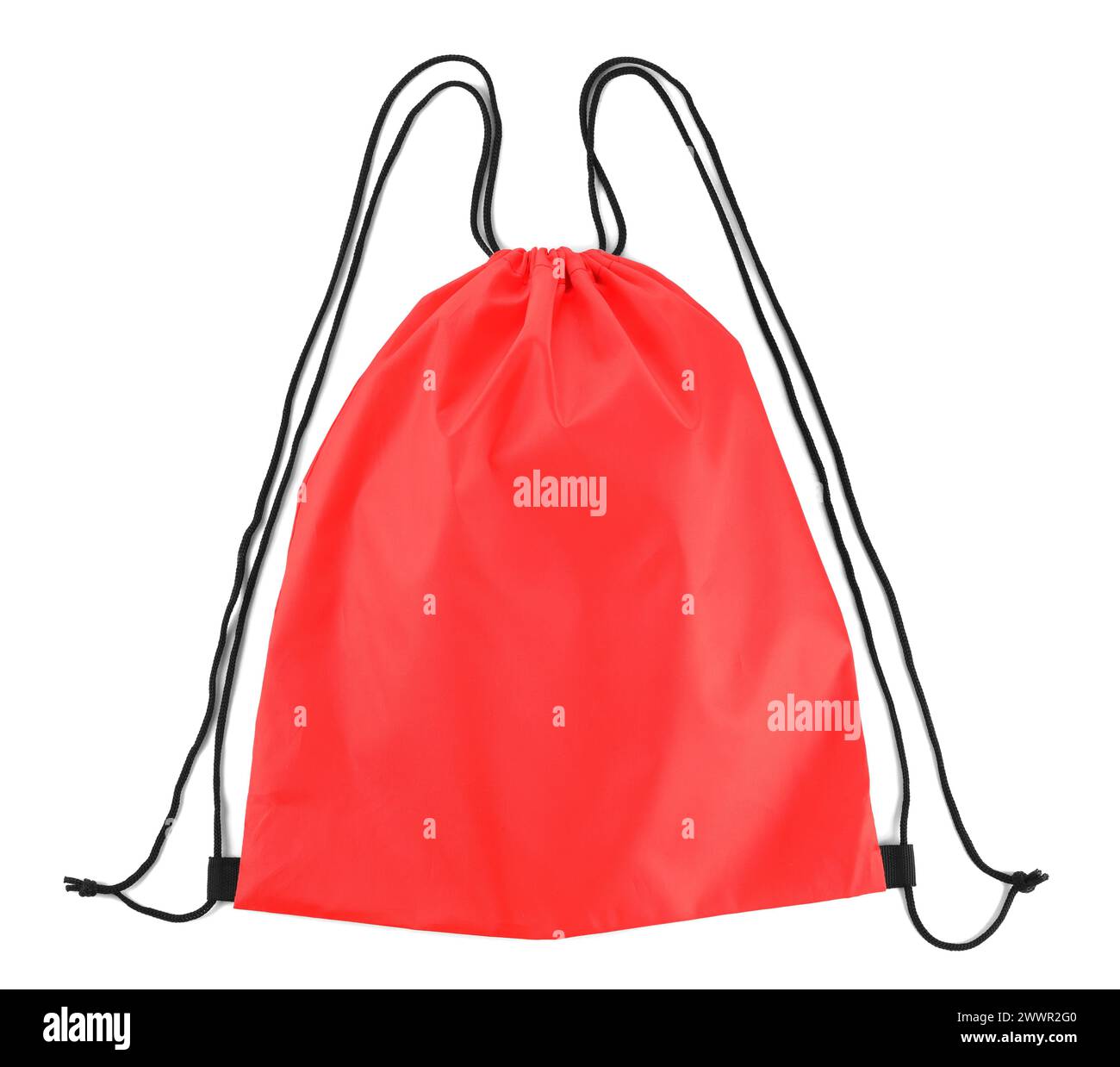 One red drawstring bag isolated on white Stock Photo - Alamy