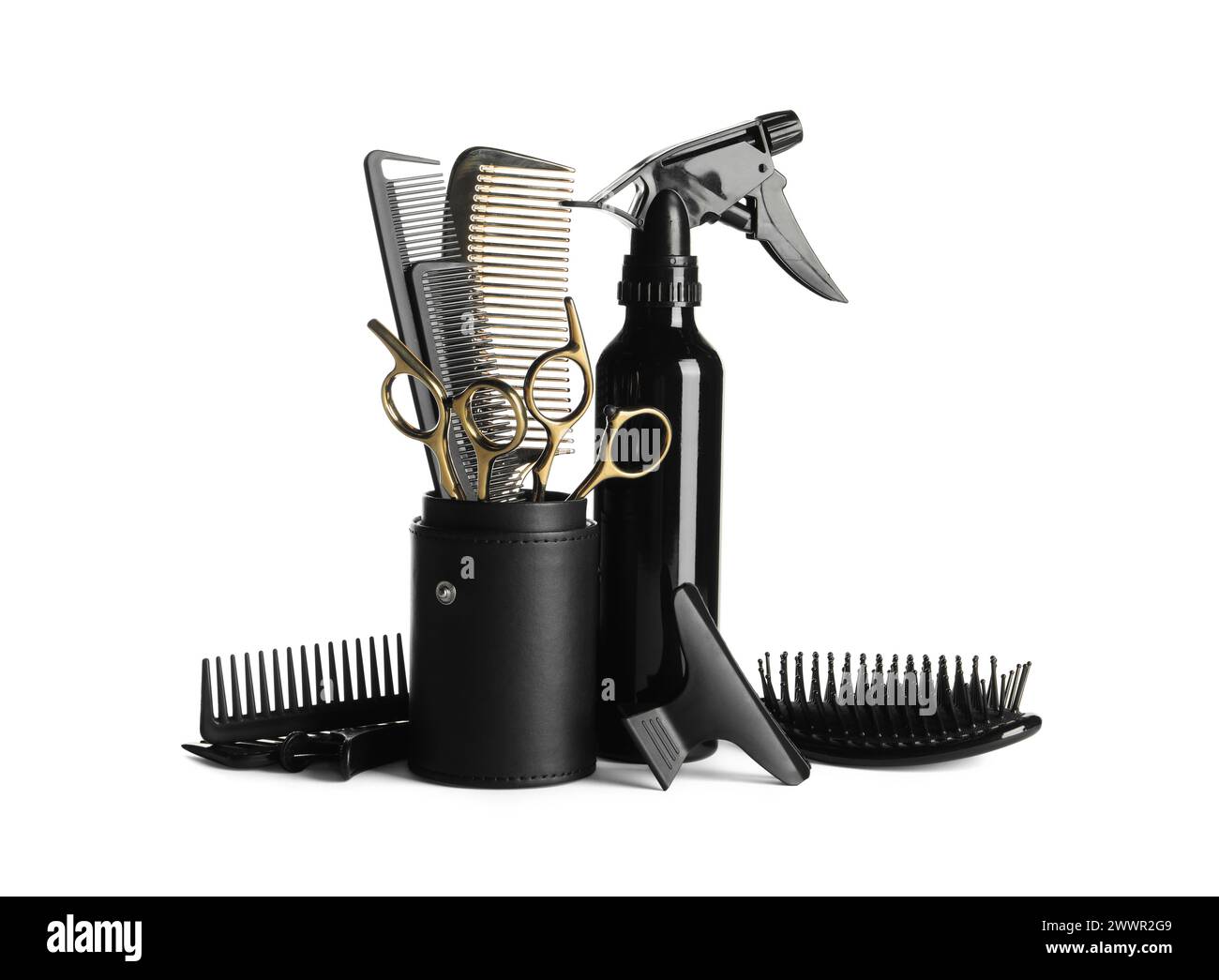Set of professional hairdresser tools isolated on white Stock Photo - Alamy