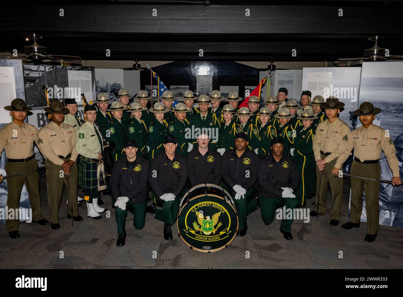 Members of the United States Forest Service Honor Guard and Band, pose ...