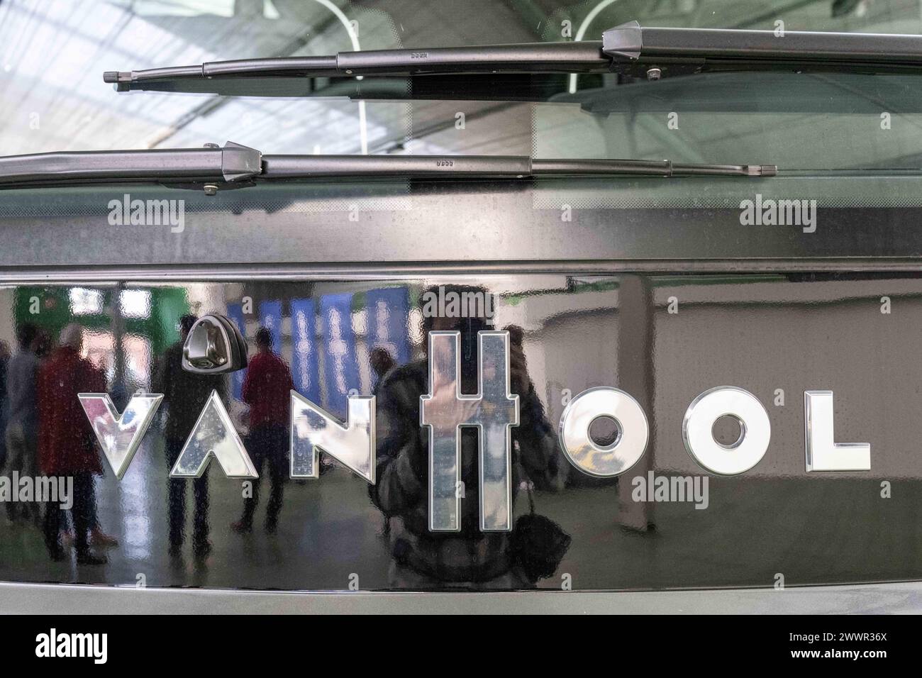 Lier, Belgium. 25th Mar, 2024. A Van Hool logo is seen at an ...