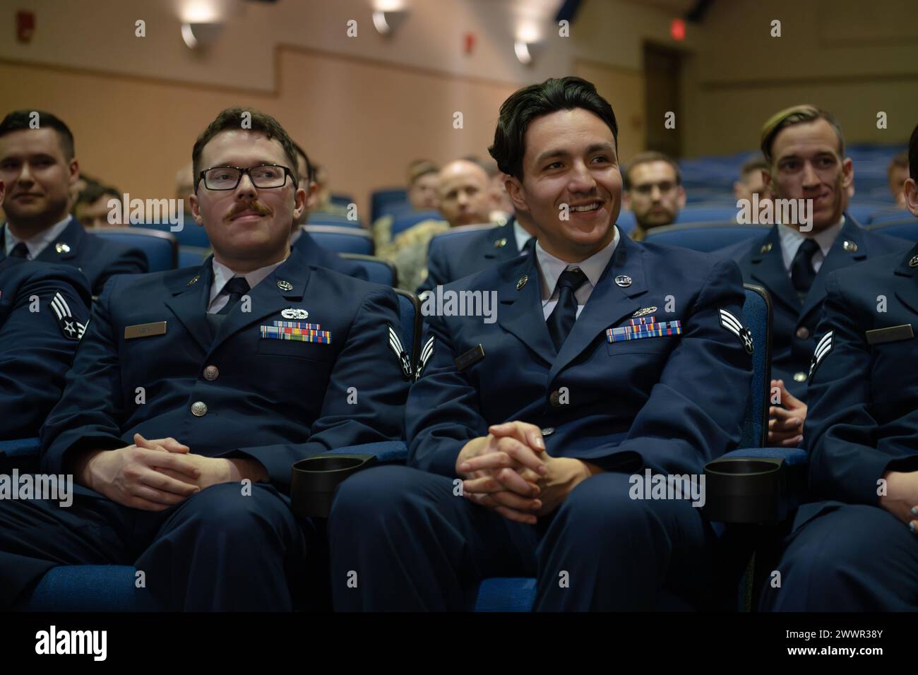 Graduates assigned to Airman Leadership School Class 24-B listen to ...