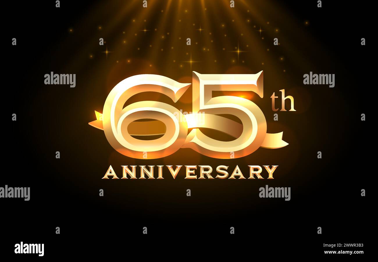 Anniversary 65th year, golden celebration, birthday event. Vector Stock ...