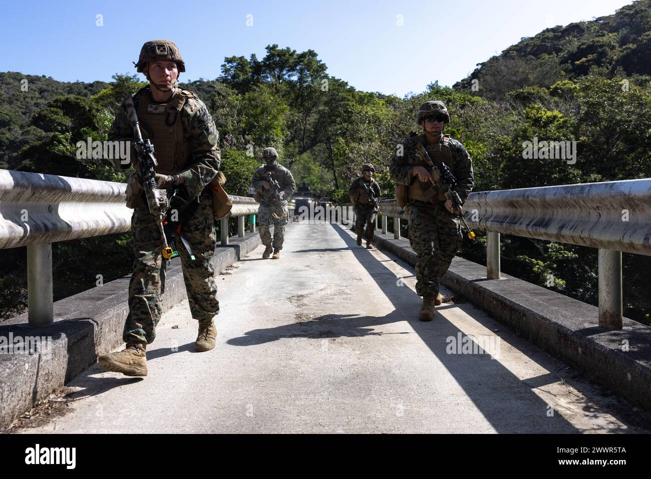 U.S. Marines dismount from joint light tactical vehicles in preparation ...