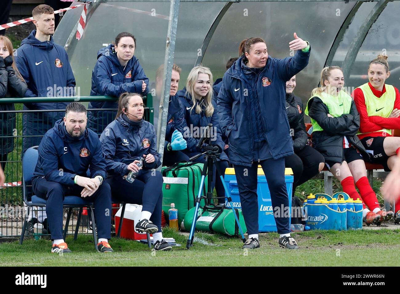 Sunderland Women's manager Melanie Reay gestures during the FA Women's ...