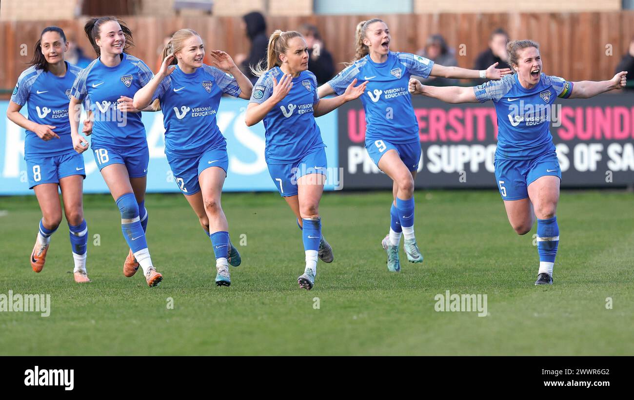 Durham Women's Beth Hepple (centre) celebrates with (L-R) Mollie ...