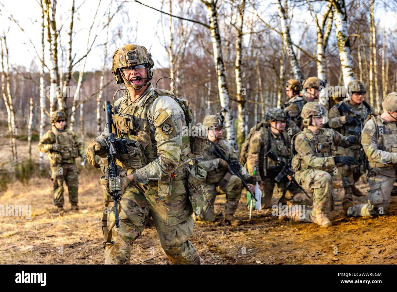 A U.S. Soldier attached to 3rd squadron, 2nd Cavalry Regiment leads a ...