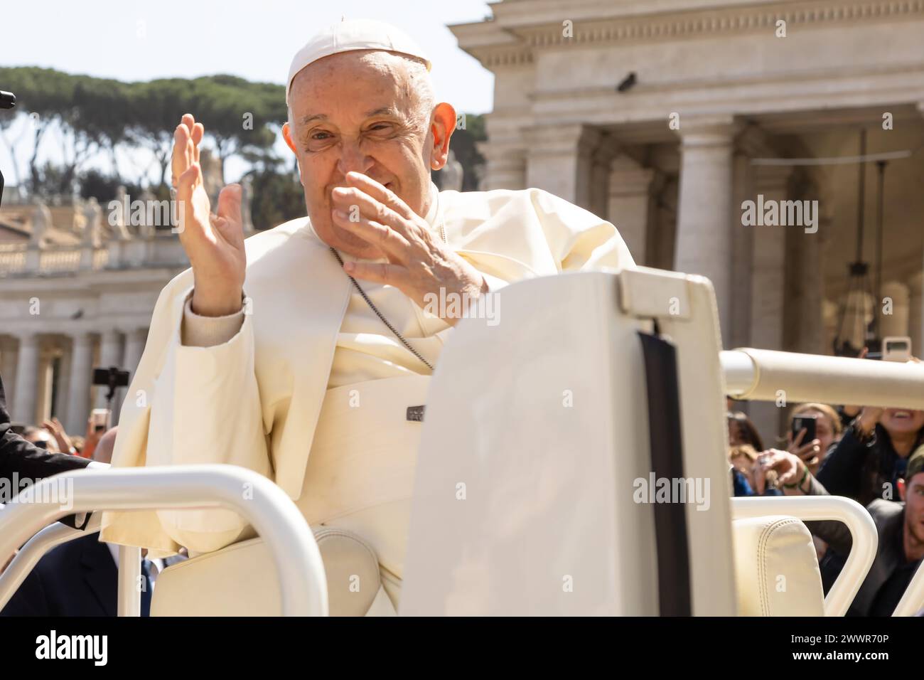 Vatican Italy March 24, 2024: Pope Francis greets the Christian ...