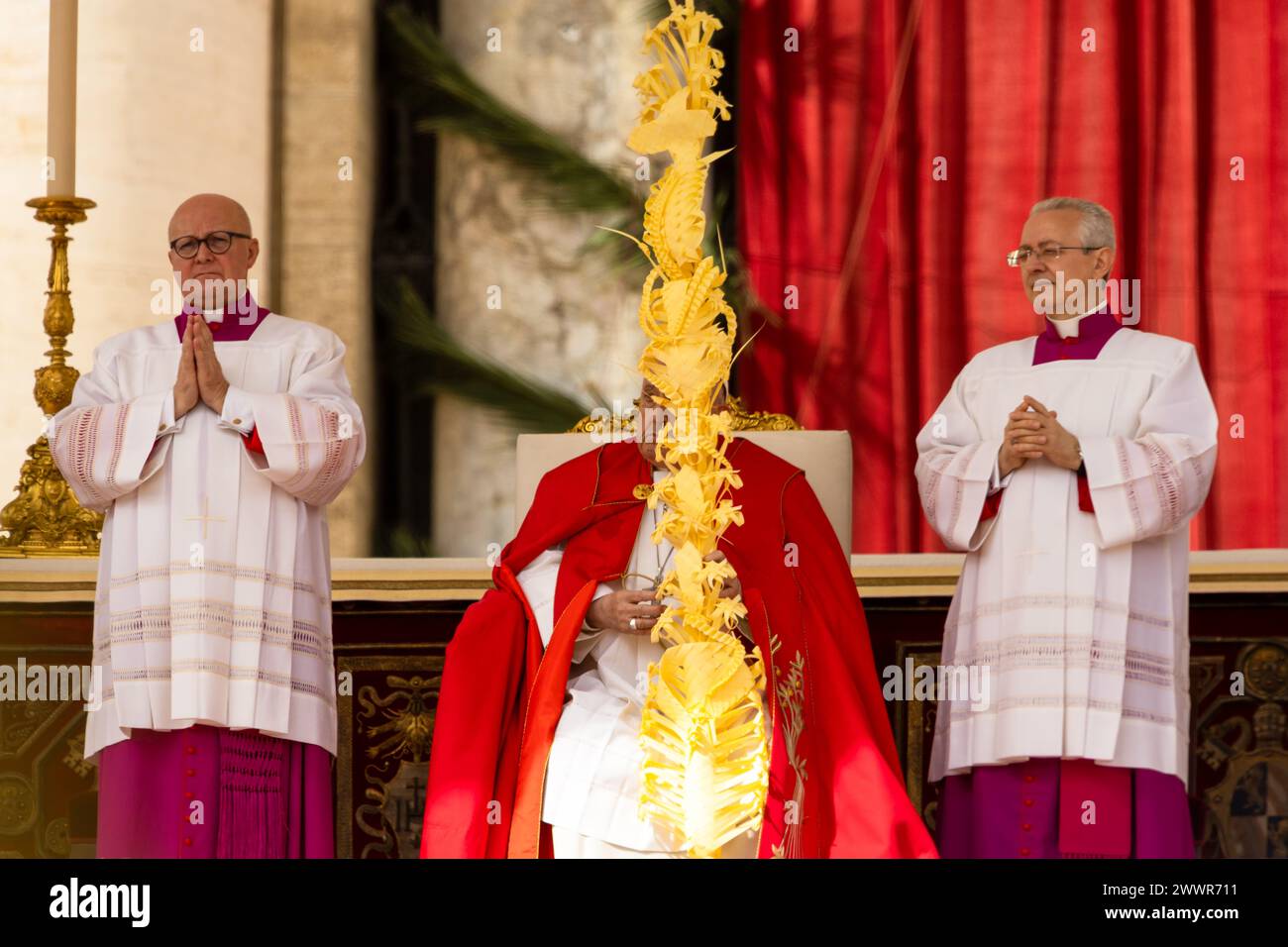 Vatican Italy March 24, 2024: Pope Francis on Palm Sunday tired in ...