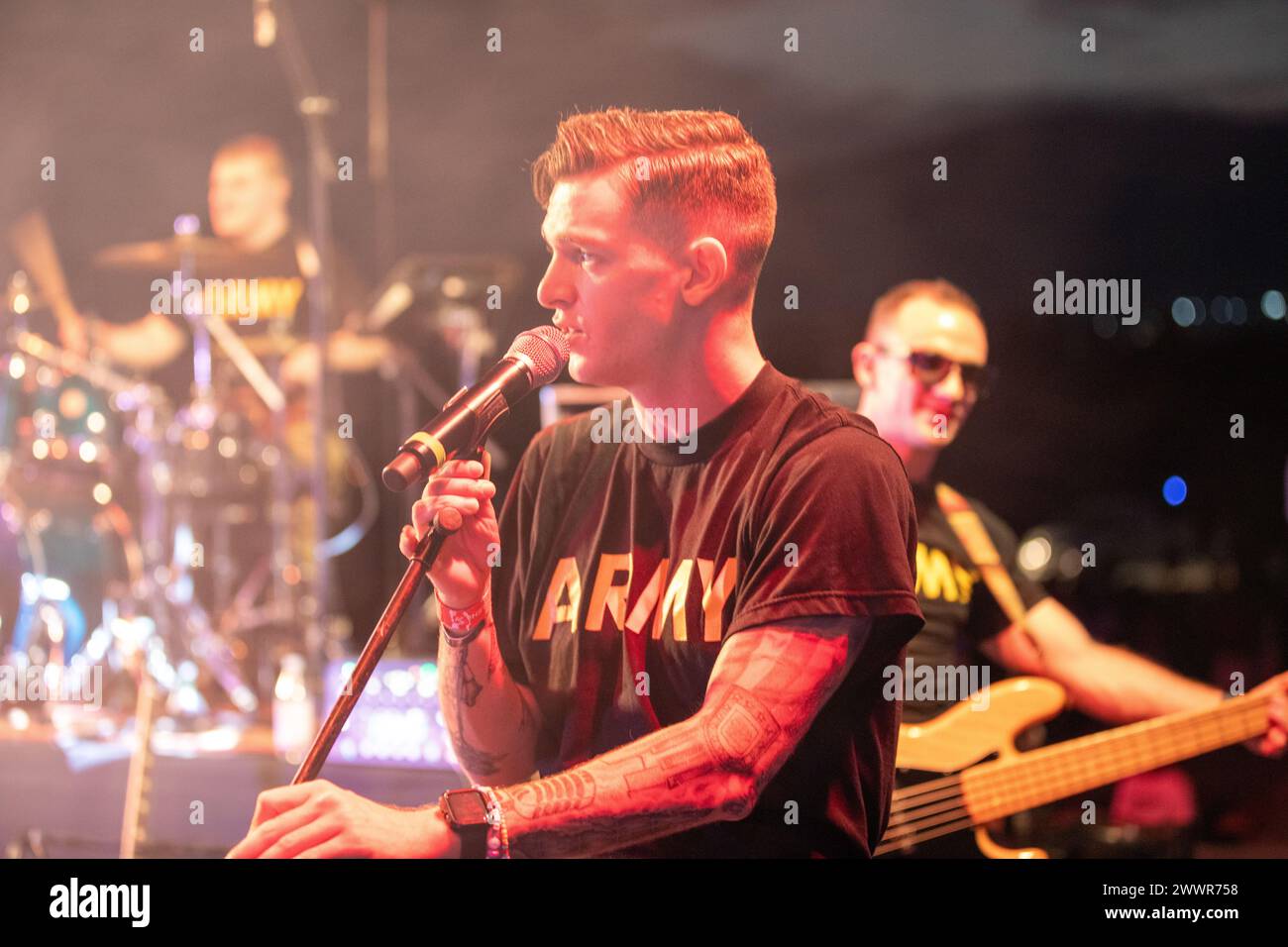 Sgt. Joshua Burpee, saxophonist and vocalist with the 39th Army Band ...