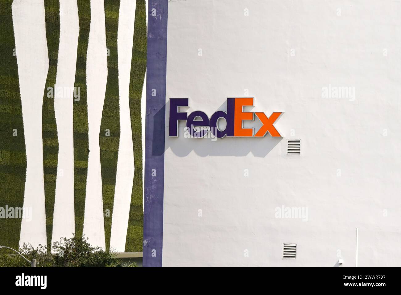 Miami, Florida, USA - 3 December 2023: Sign on the exterior wall of a ...