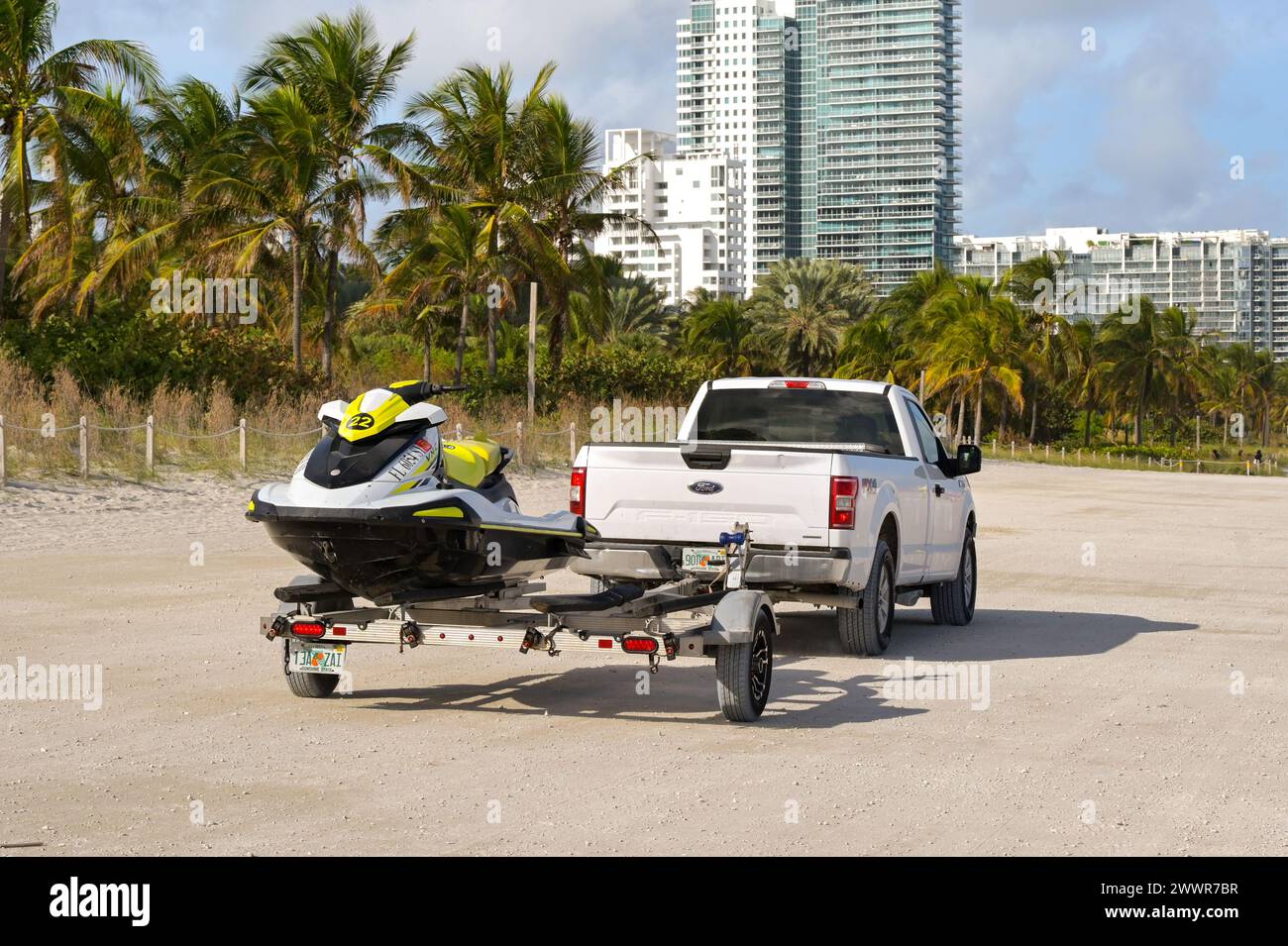 Miami Beach, Miami, Florida, USA - 1 December 2023: Pickup truck on ...