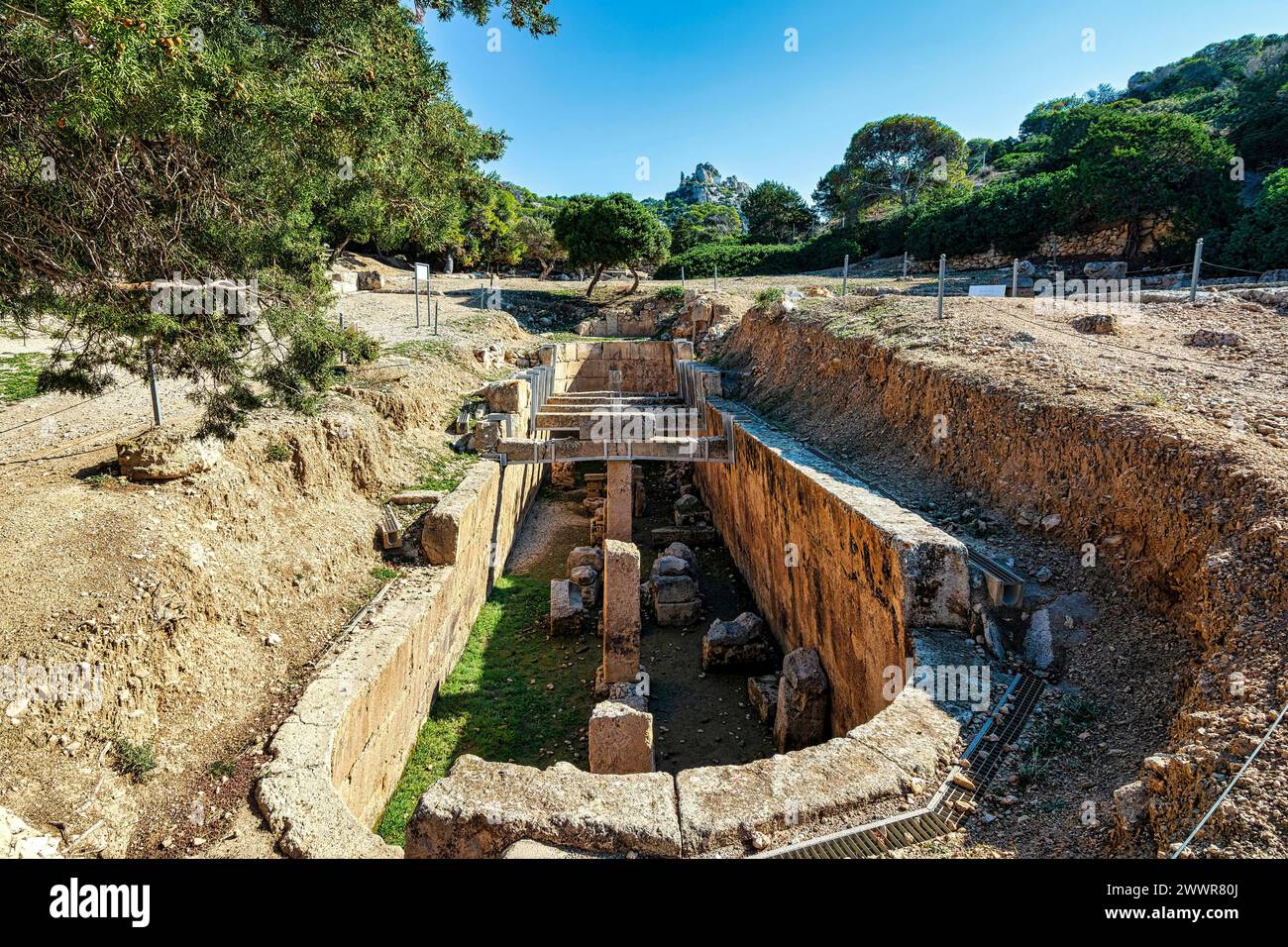 The Double-apsidal Cistern ruins, west of the Sanctuary of Hera at ...