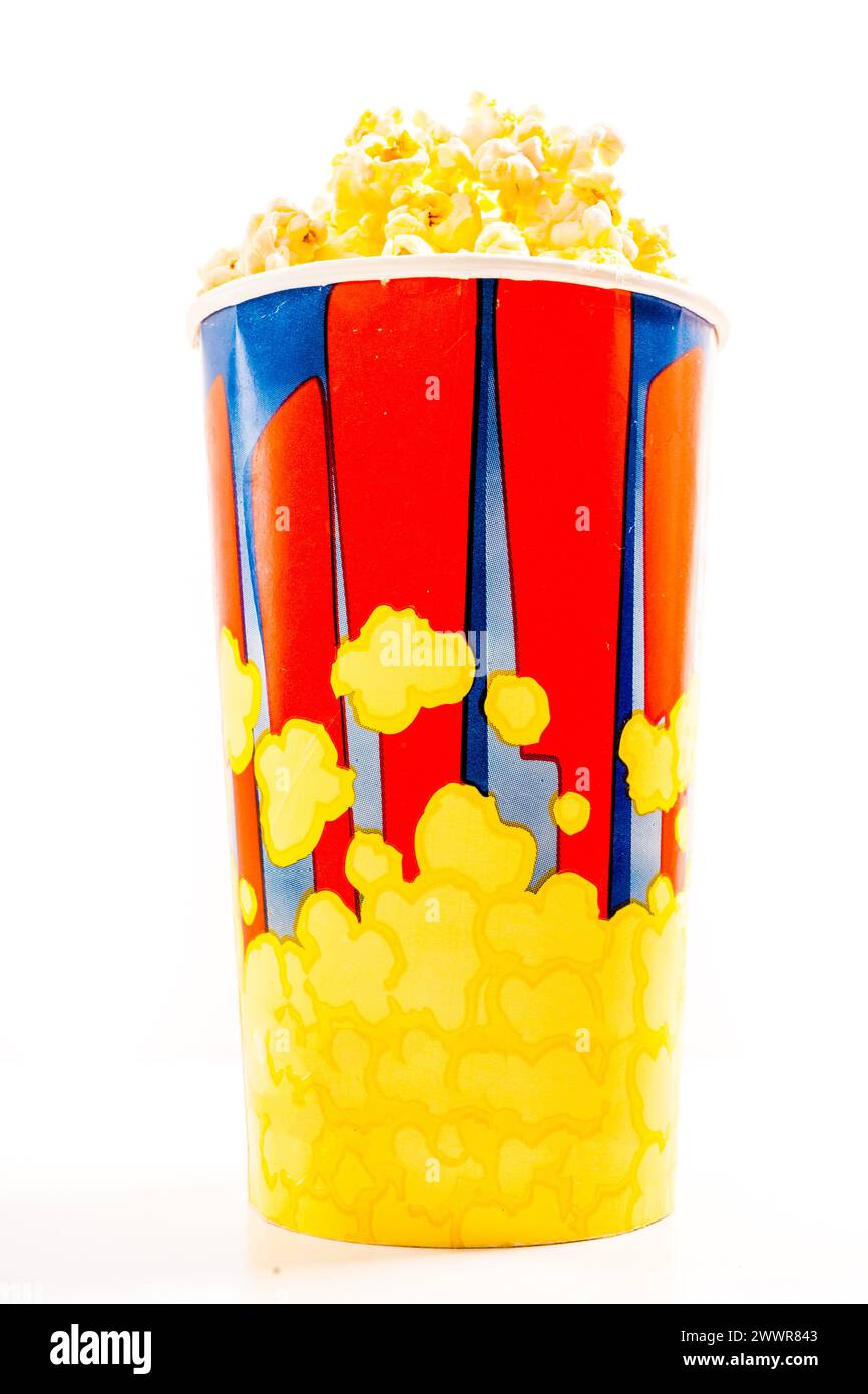 Popcorn in striped bucket Stock Photo - Alamy