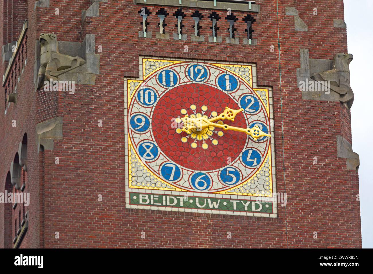 Amsterdam, Netherlands - May 18, 2018: Clock Tower at Beurs van Berlage ...