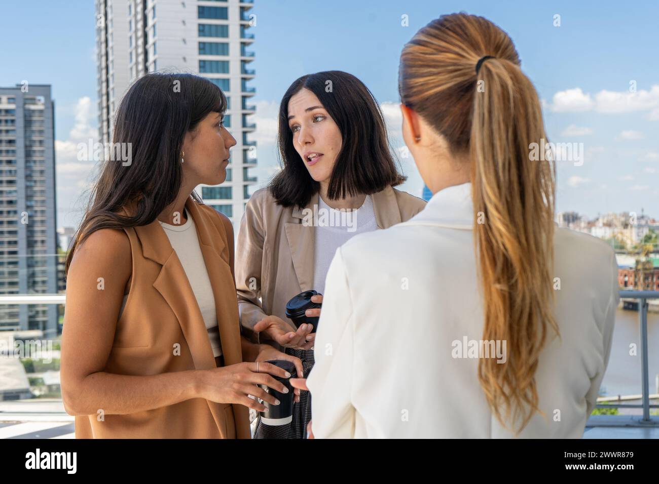 Two employees are explaining to the boss why they are late coming back ...