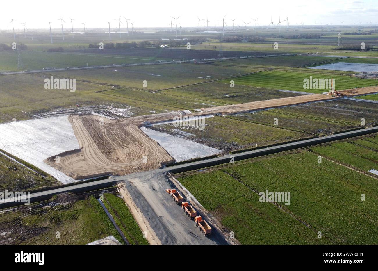 Hedwigenkoog, Germany. 25th Mar, 2024. View of the Northvolt Drei ...