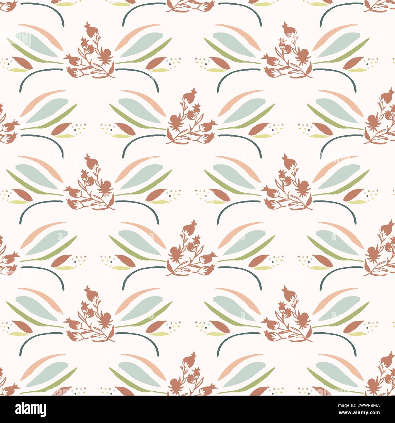 Modern vector pattern with pretty floral drawing motifs . Decorative ...