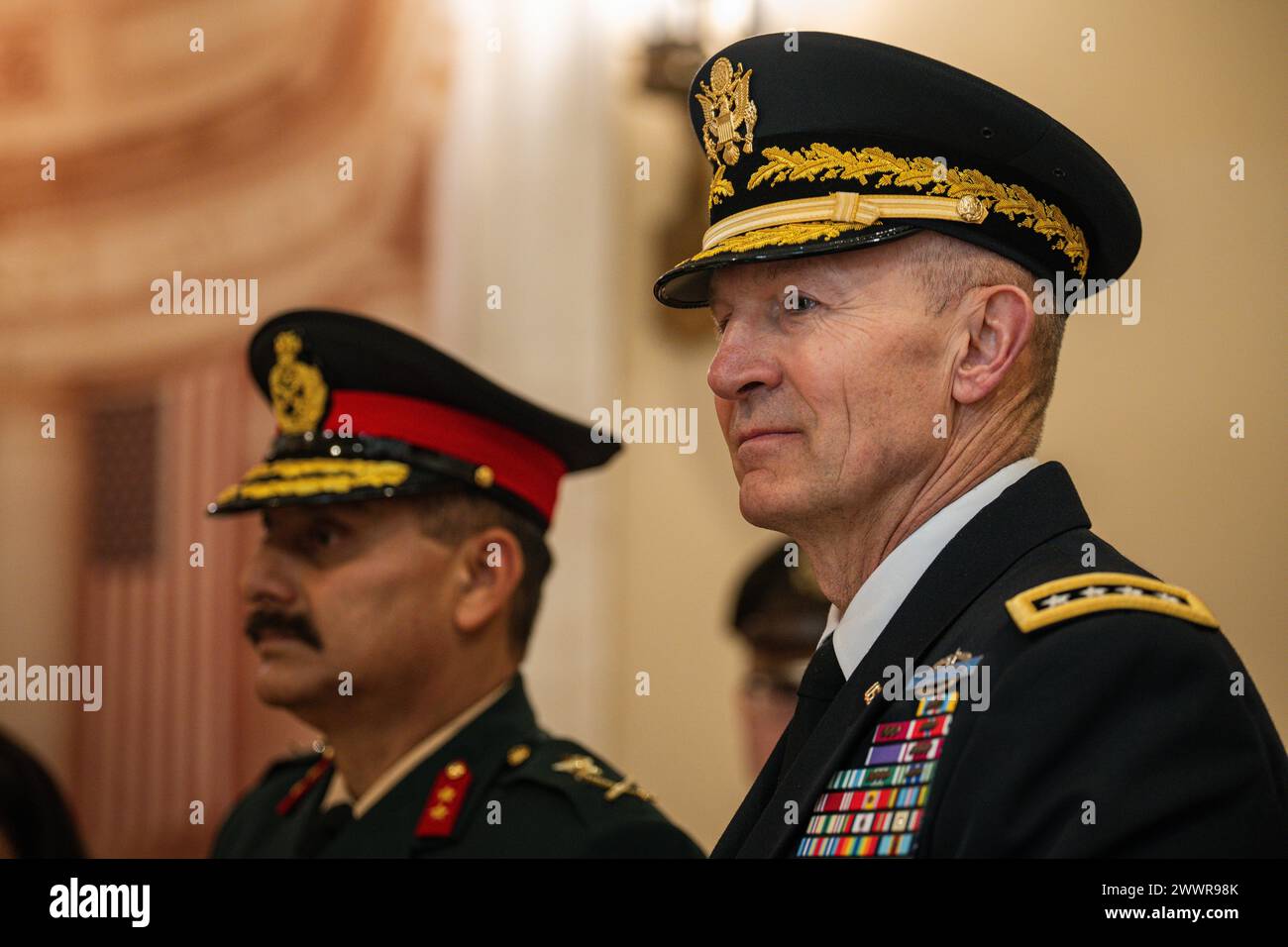 Chief of Staff of the U.S. Army, Gen. Randy A. George, listens to a ...