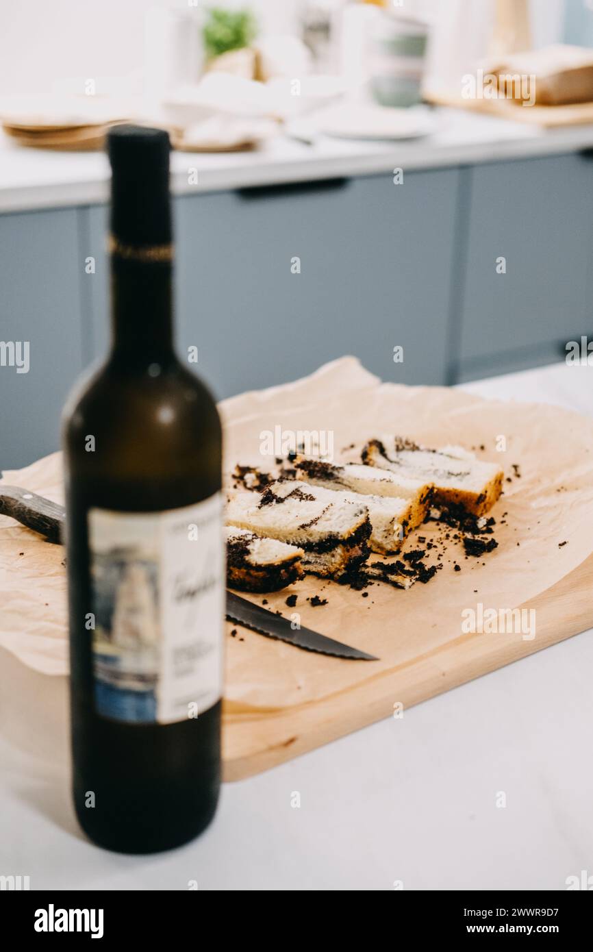 Sweet Wine and Sliced Marble Cake Pairing Stock Photo - Alamy