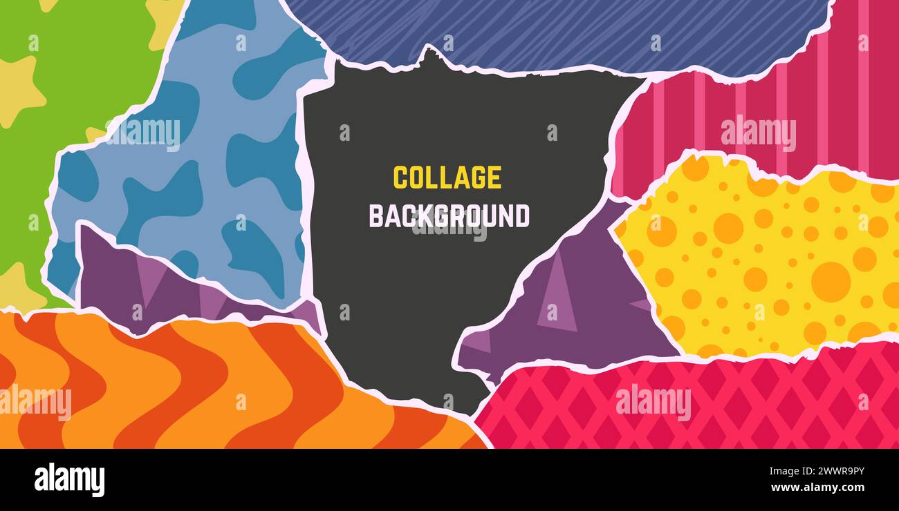 Collage background. Trendy abstract banner with colorful decorative ...
