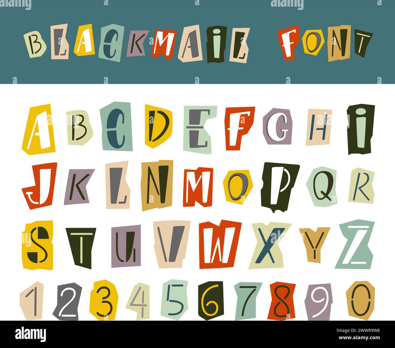 Blackmail alphabet. Ransom letter style abc, anonymous criminal letters ...