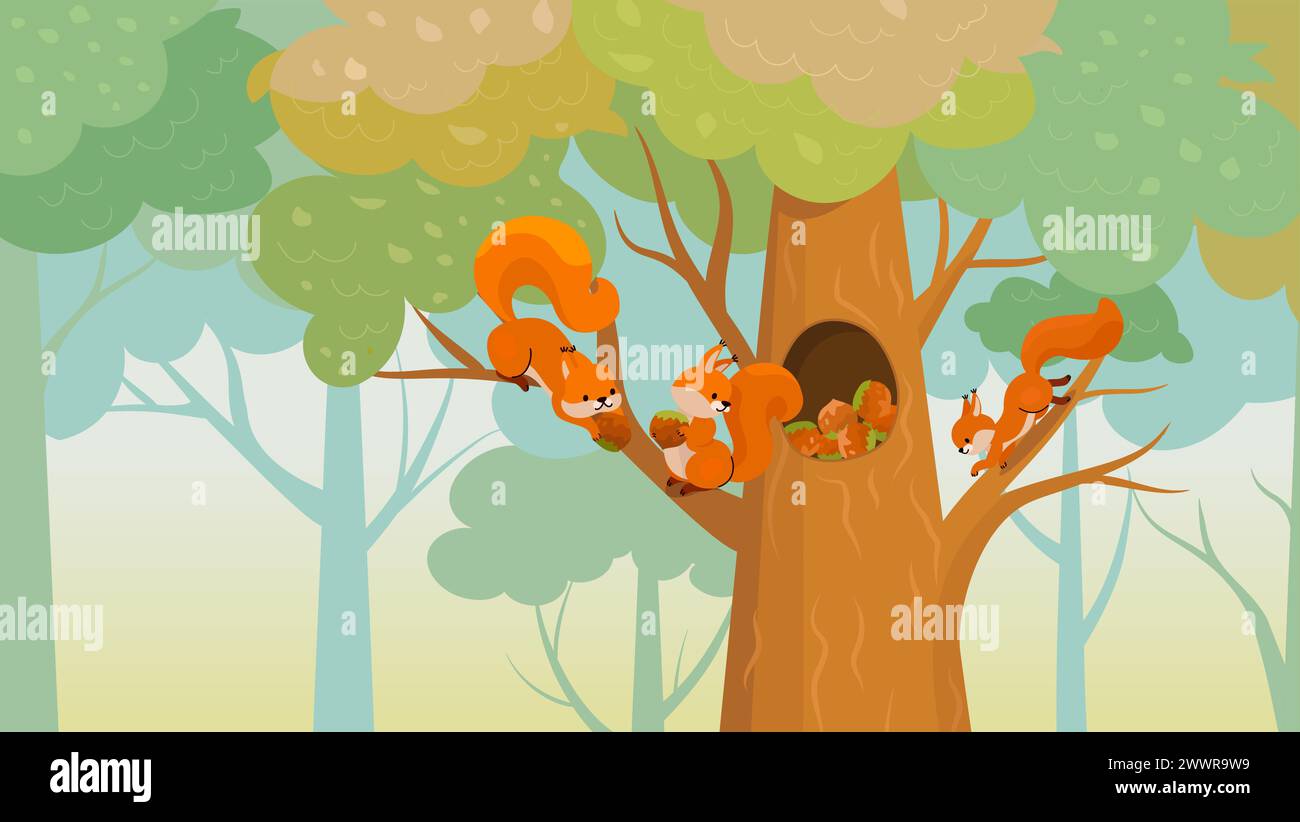 Squirrels and nuts store Stock Vector Images - Alamy