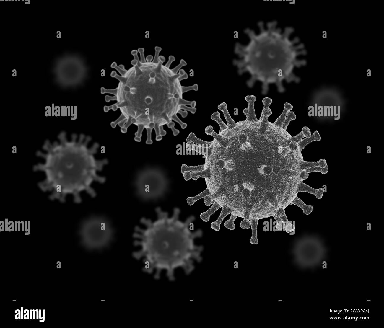 Abstract virus on black background Black and White Stock Photos ...