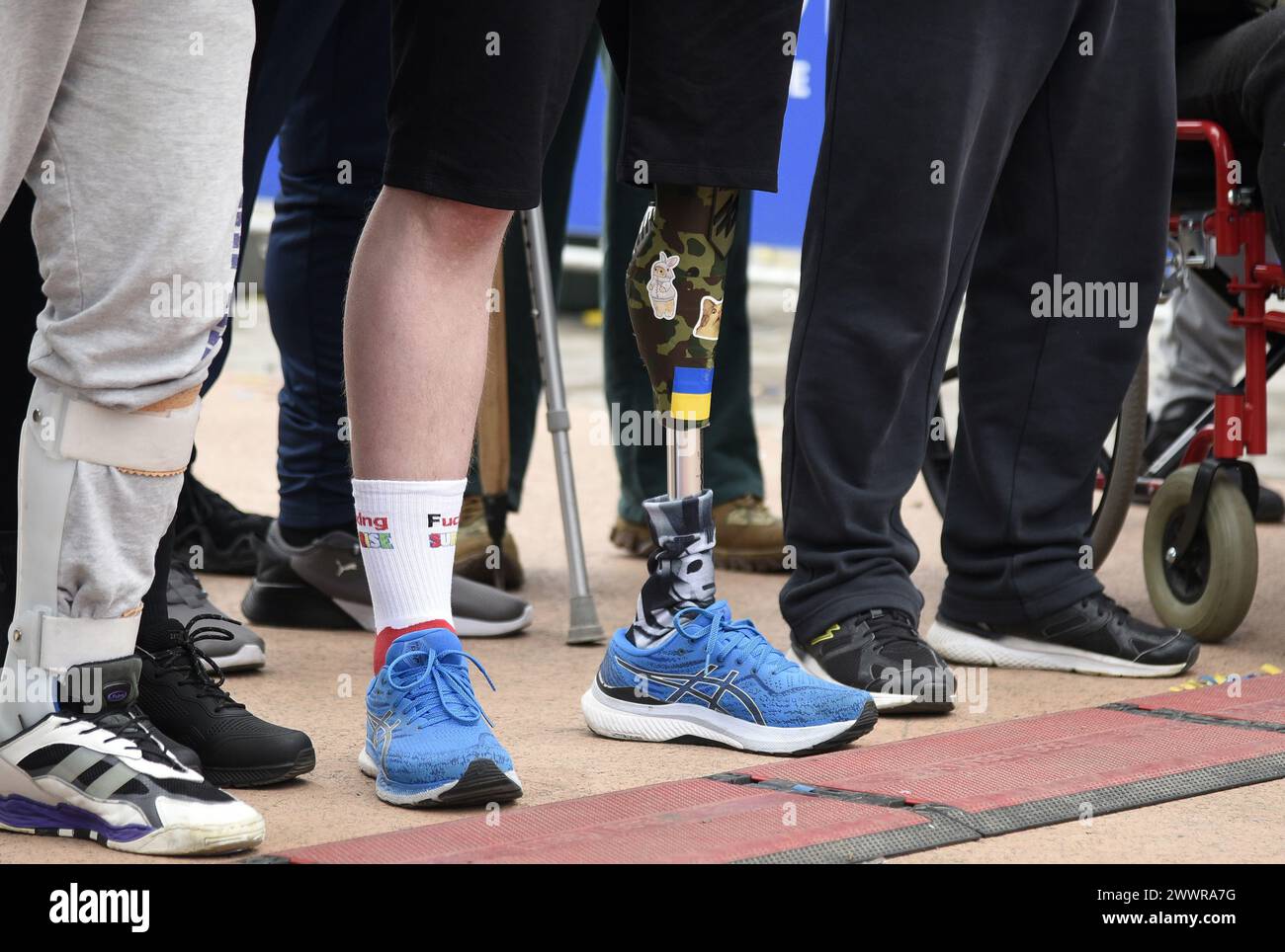 Non Exclusive: KYIV, UKRAINE - MARCH 24, 2024 - The prosthetic leg of a ...