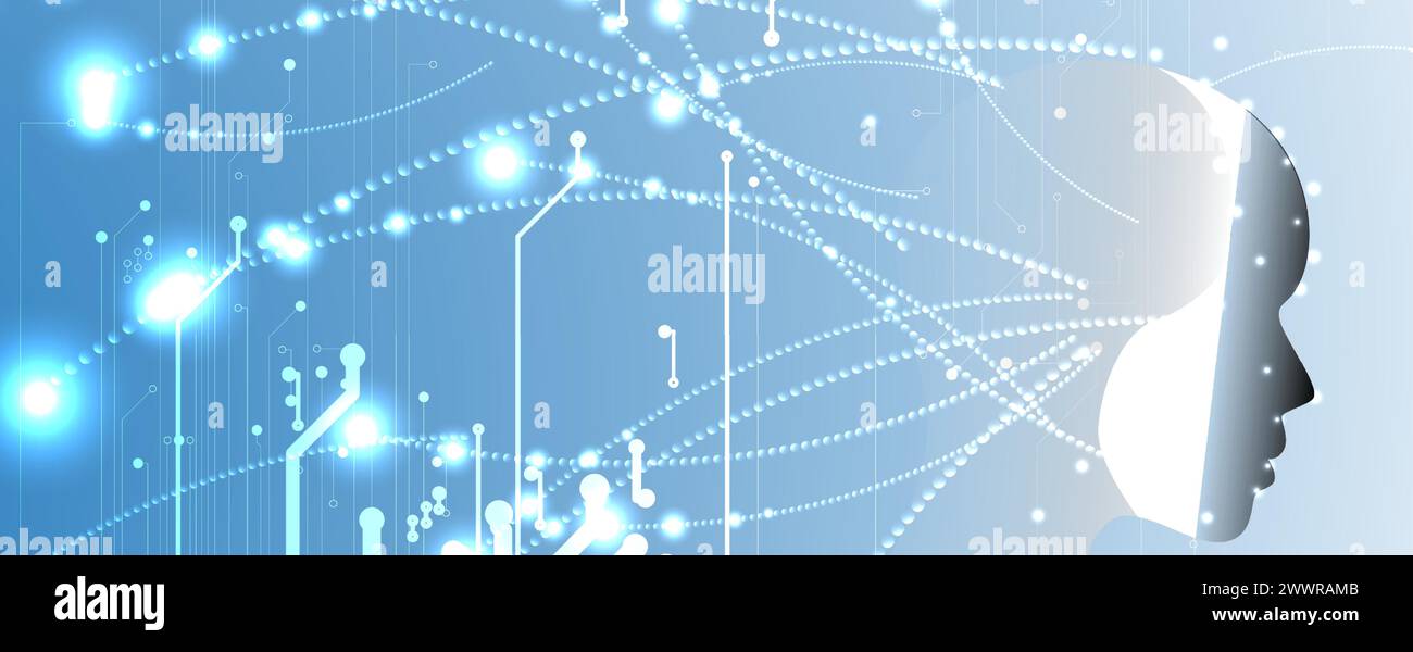 Abstract Artificial intelligence. Cloud computing. Machine learning. Technology web background ...