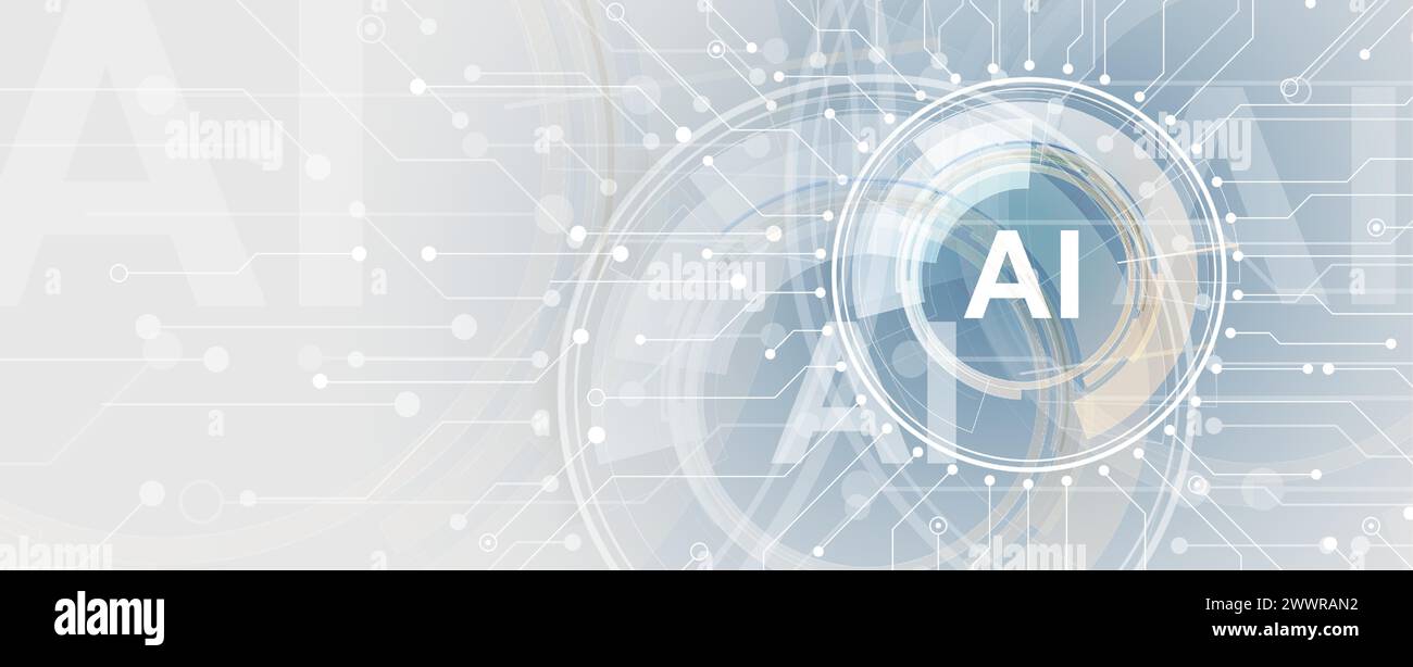 Abstract Artificial intelligence. Cloud computing. Machine learning. Technology web background ...