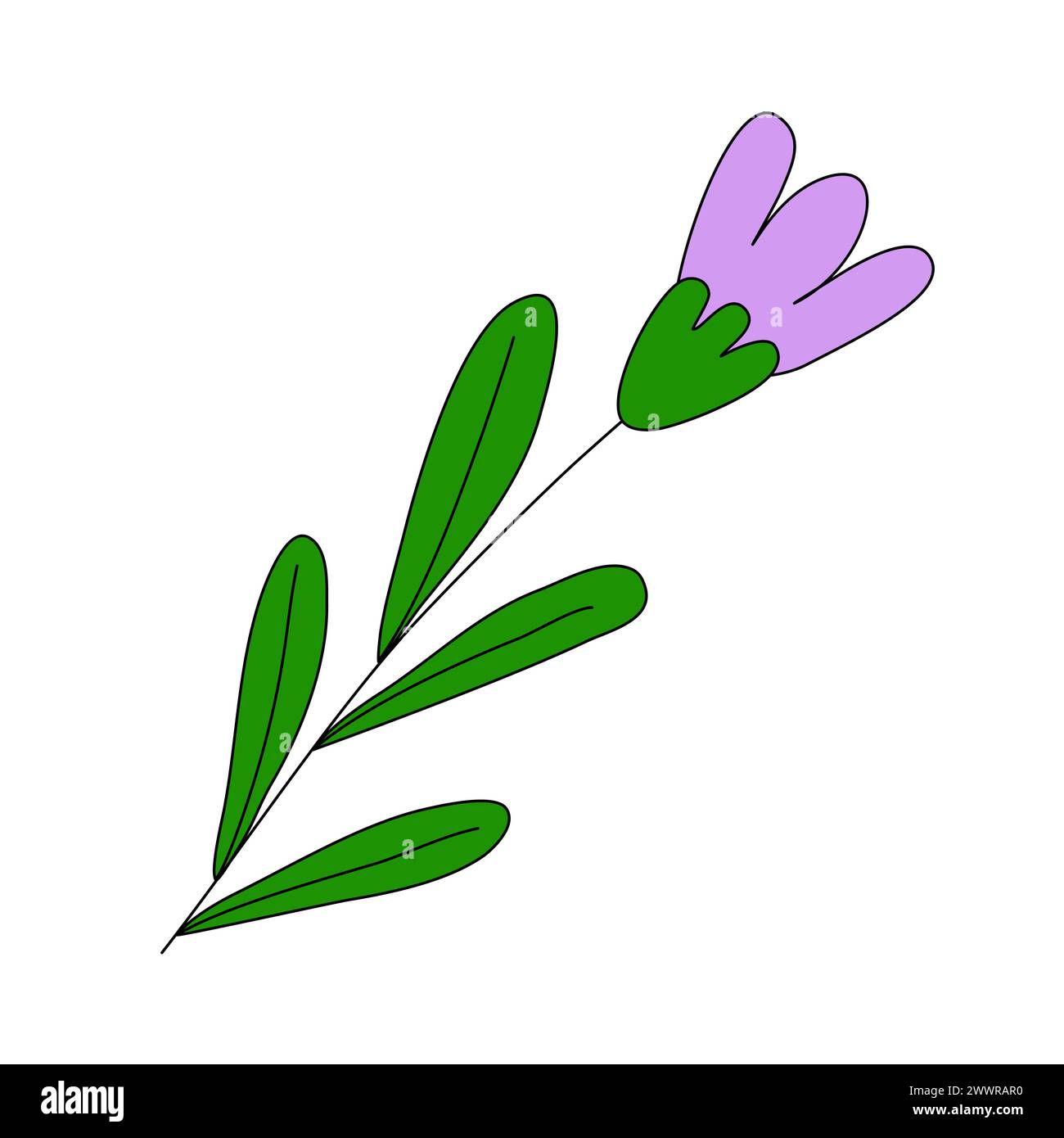 Single purple flower, spring design vector illustration Stock Vector ...