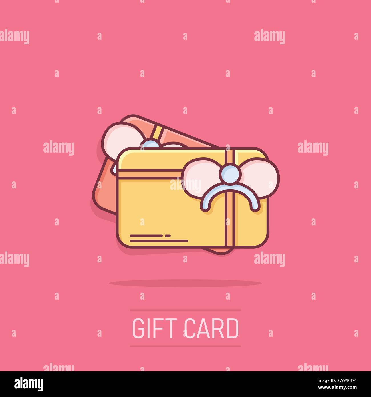 Gift card icon in comic style. Discount coupon cartoon vector ...