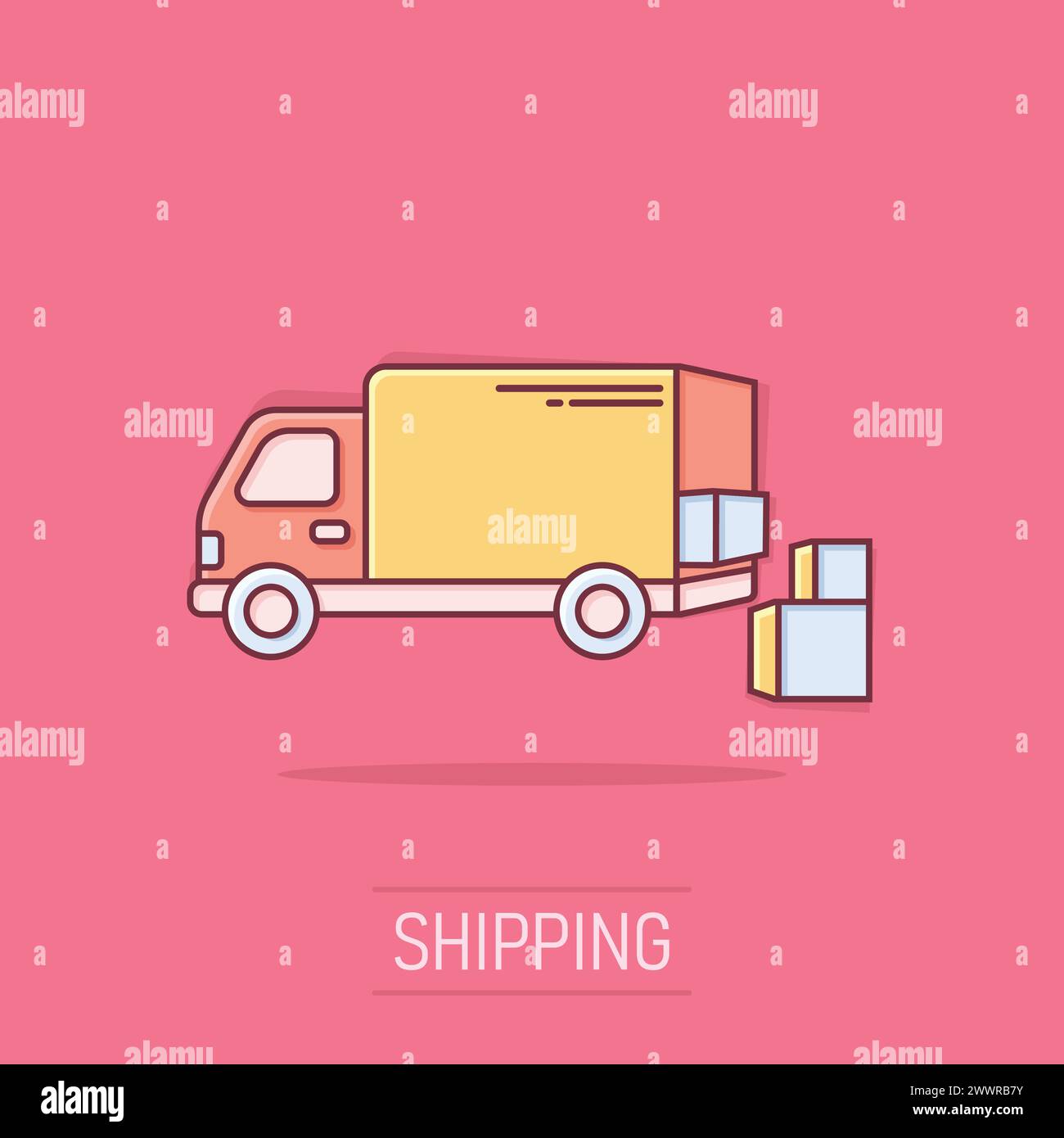 Shipping fast icon in comic style. Delivery truck cartoon vector ...
