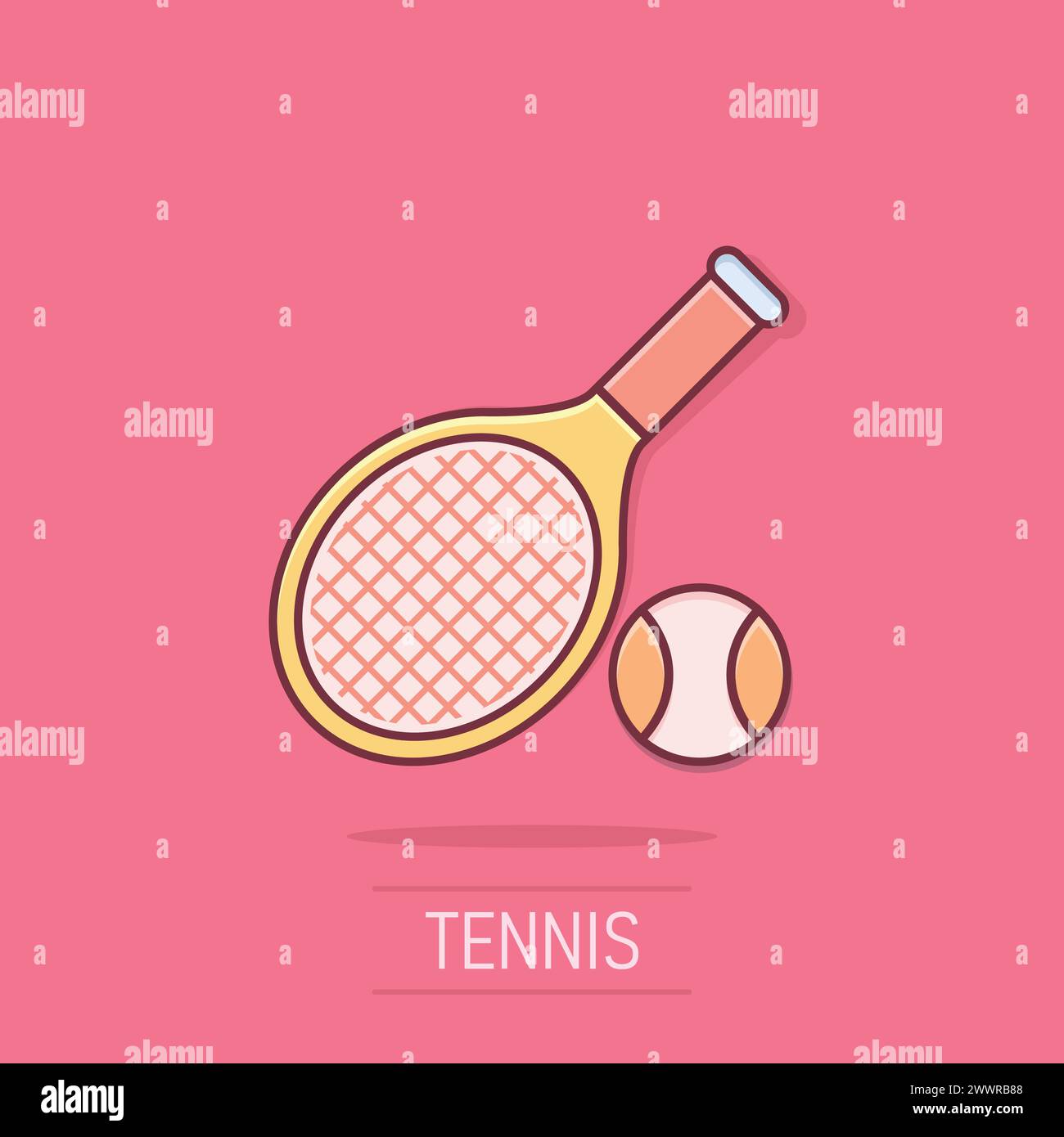 Tennis racket icon in comic style. Gaming racquet cartoon vector ...
