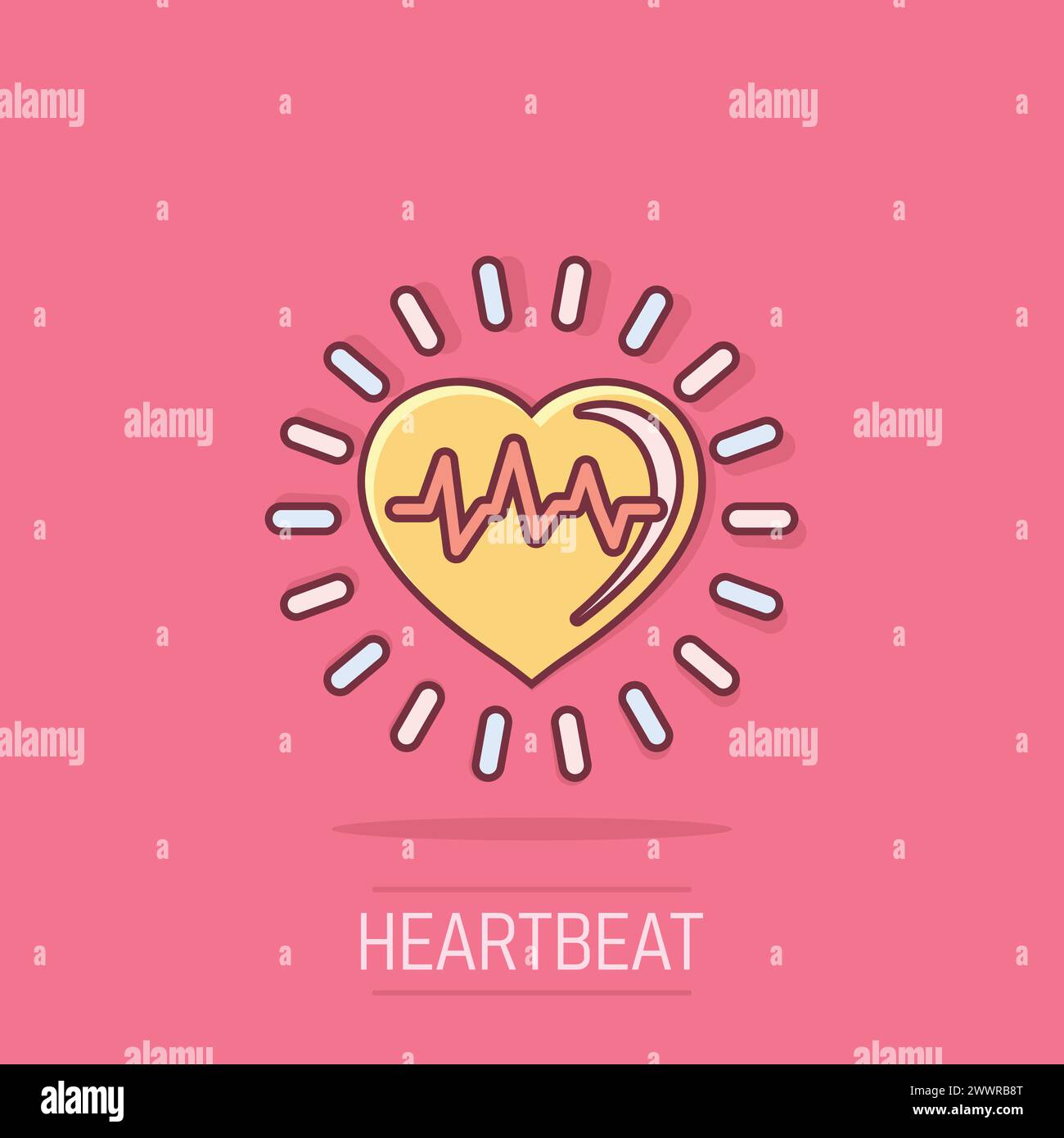 Arterial blood pressure icon in comic style. Heartbeat monitor cartoon ...