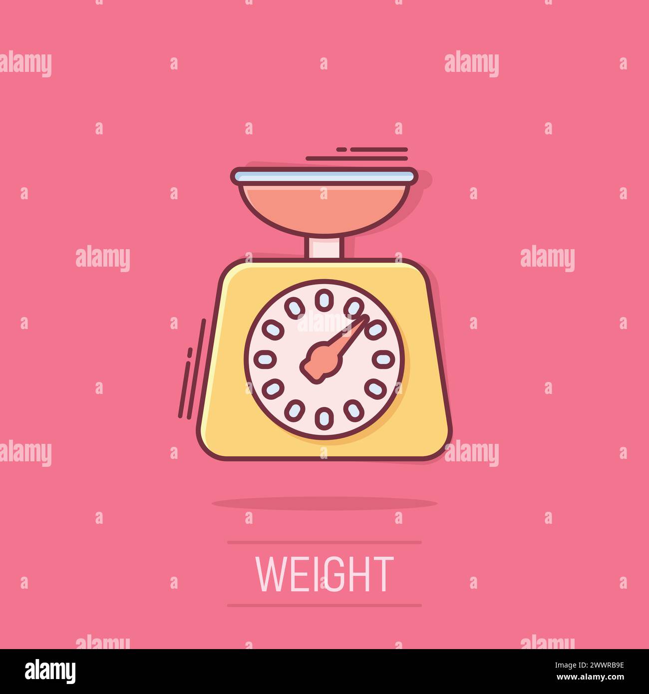 Bathroom weight scale icon in comic style. Mass measurement cartoon ...