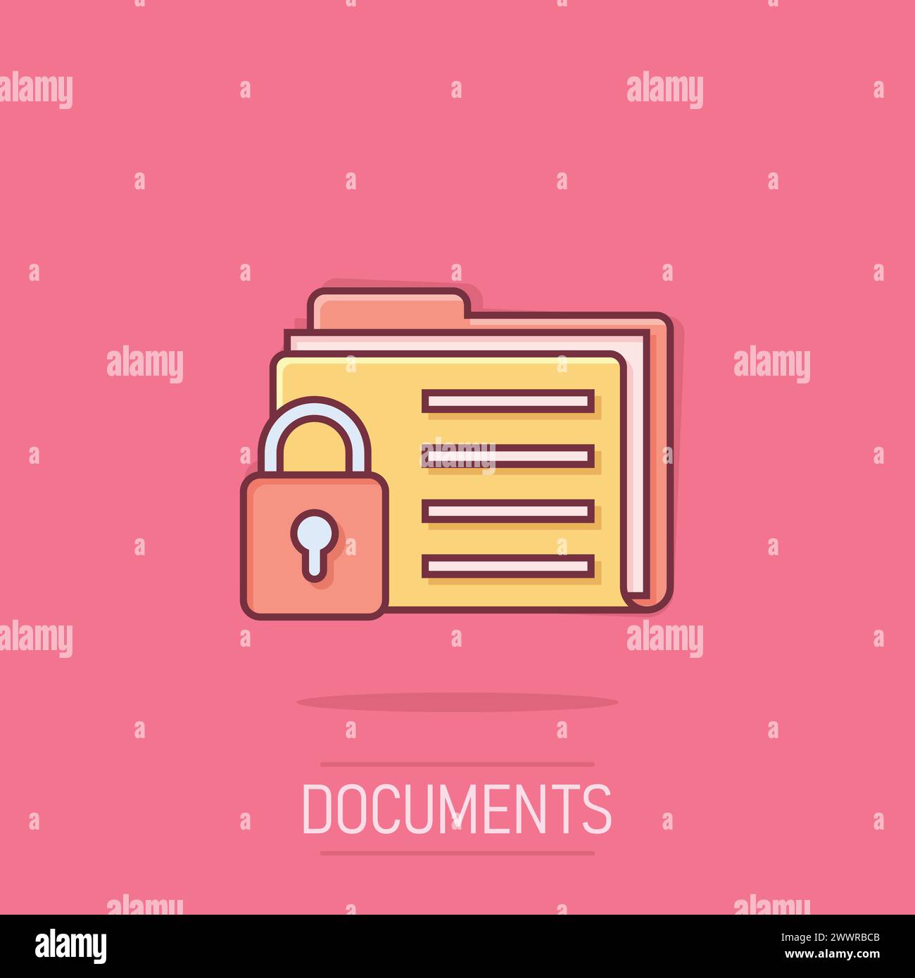 Files folder permission icon in comic style. Document access cartoon vector illustration on ...