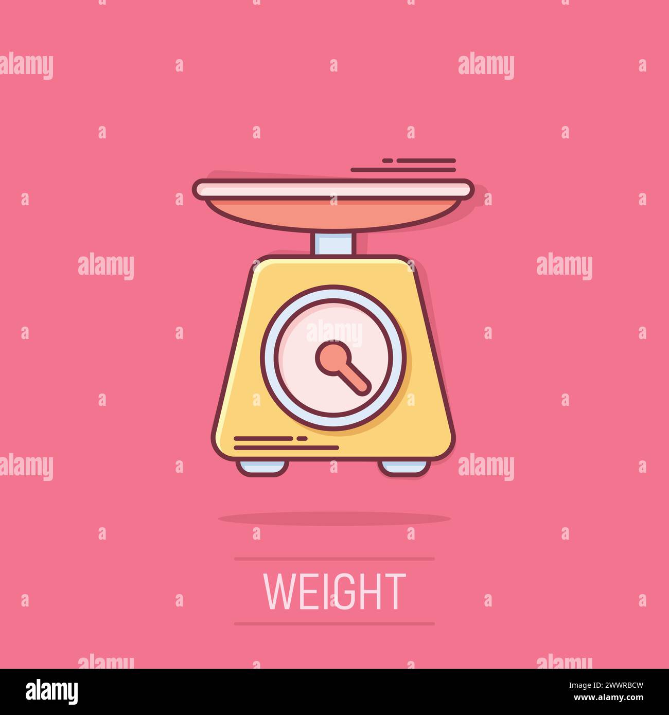 Bathroom weight scale icon in comic style. Mass measurement cartoon ...