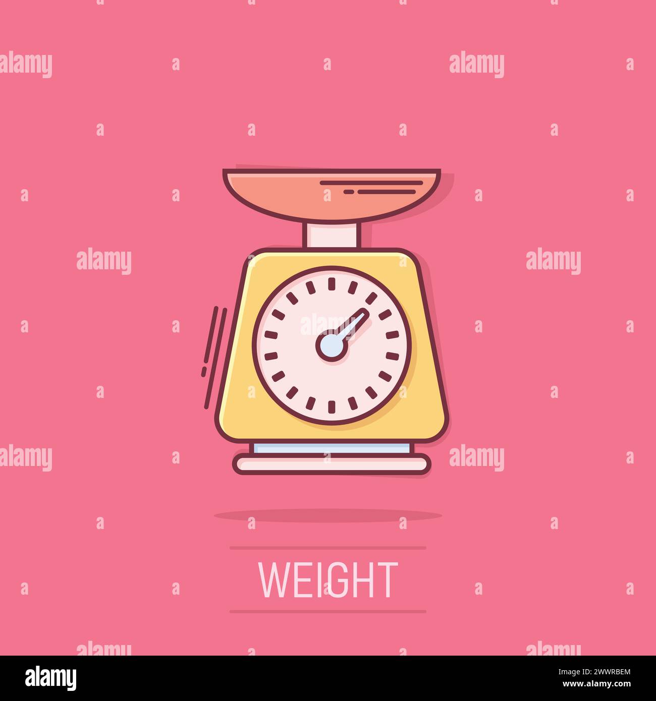 Bathroom weight scale icon in comic style. Mass measurement cartoon ...