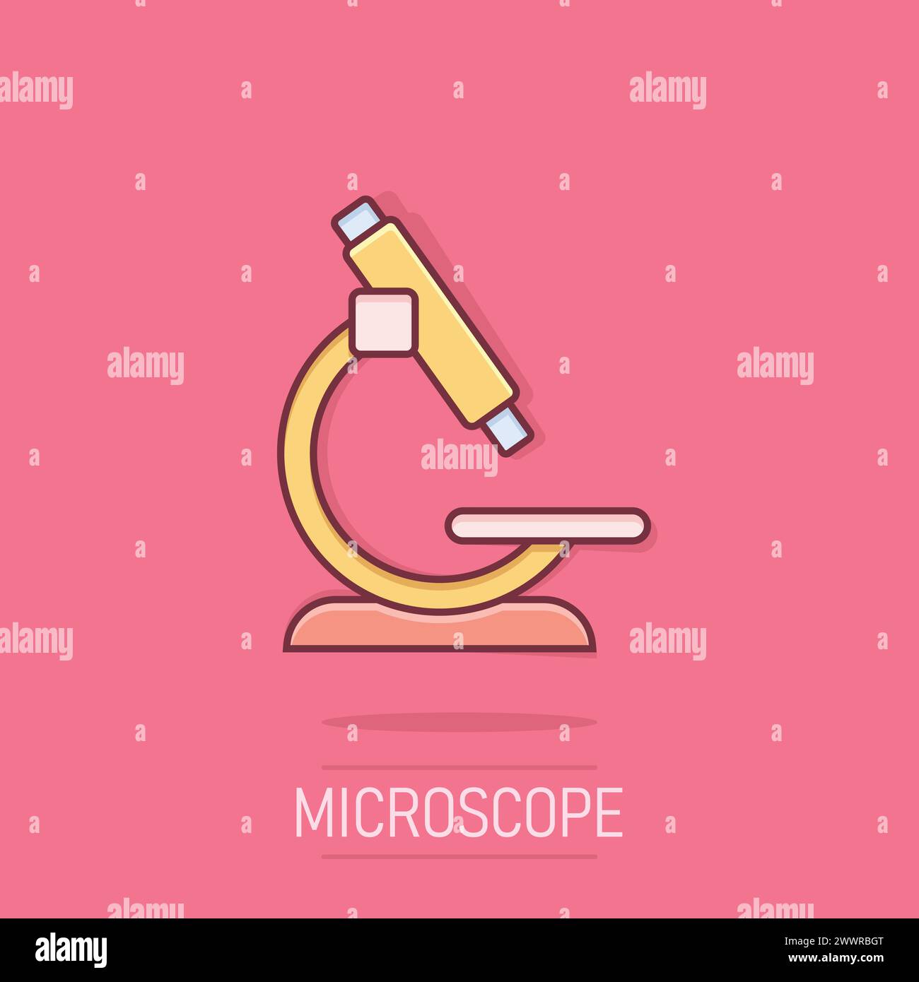 Microscope icon in comic style. Laboratory magnifier cartoon vector ...
